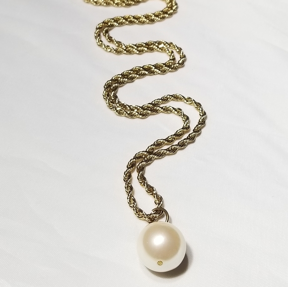 Fashion Jewelry | Jewelry | Long Gold Tone Necklace With Large Pearl ...